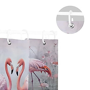 xigua Pink Flamingos Shower Curtain - 72x72 Inch Waterproof Fabric Shower Curtains with 12 Hooks - Modern Home Bathroom Hotel Spa Decorations