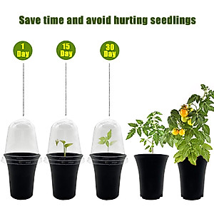 QPEY Plant Nursery Pots with Humidity Dome,Resuable Planting Pots Seedling Trays Seed Starter Kit for Seedling Flower Plant,Plant Container Cups with Vented Domes and Drain Holes,5 Kits