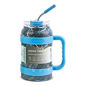 Hydragear Sawyer Stainless Steel Tumbler with 2-in-1 Lid and Reusable Metal Straw - 50 Oz - Royal Ribbon