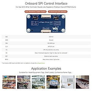 Waveshare 7.5inch E-Ink Display HAT Compatible with Raspberry Pi 5/4B/3B/Zero/Zero W/Zero 2W/Pico/Pico W/Pico WH, 800×480 Resolution SPI Interface