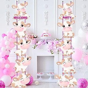 HANPLK Pink Cow Print Birthday Party Decorations, Farm Animal Pink Cow Print Party Supplies for Indoor Home, Outdoor Banner Porch Sign