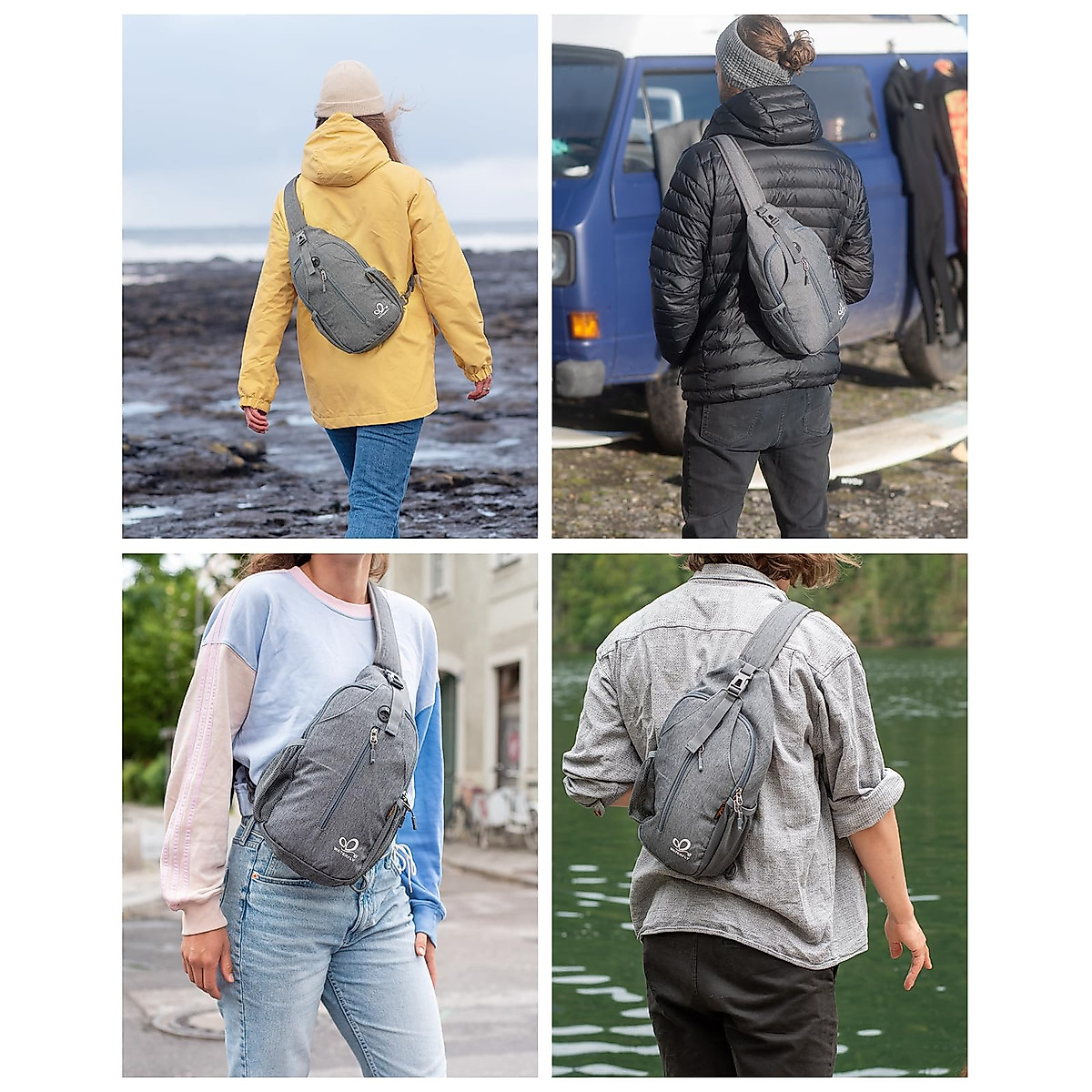 WATERFLY Crossbody Sling Backpack Sling Bag Travel Hiking Chest Bag Daypack