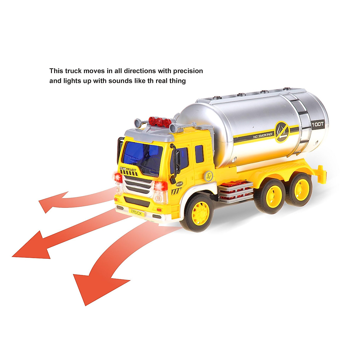 PowerTRC Push & Go Friction Powered Oil Truck Toy with Light and Sound | Realistic Play Oil Tanker Truck Toy Gift for Boys and Girls