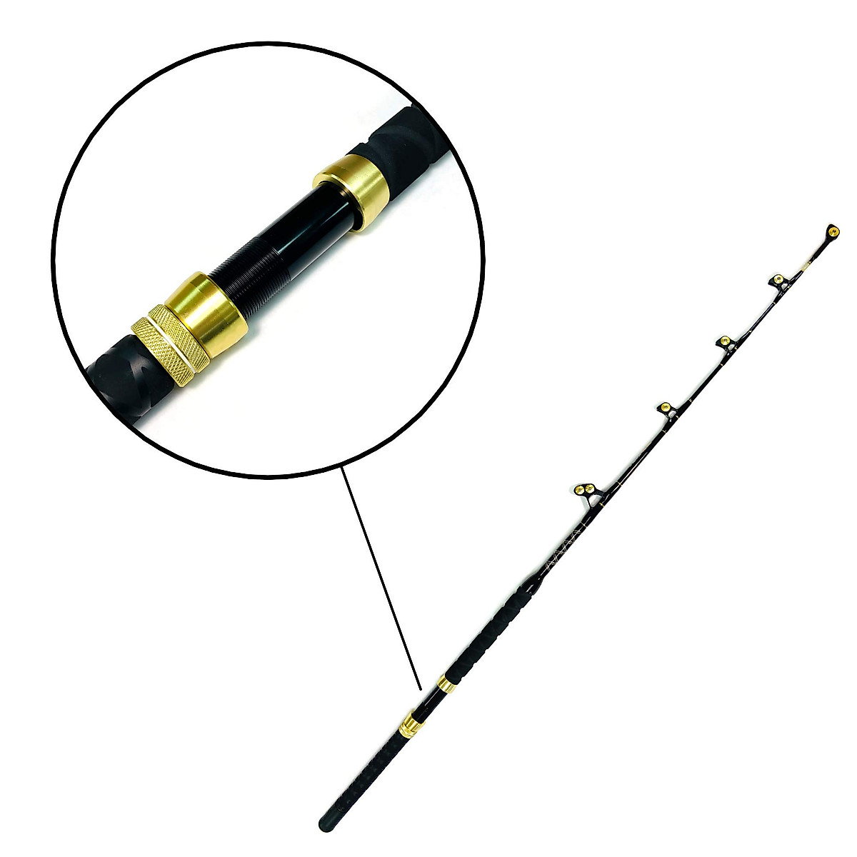 EatMyTackle Roller Guide Saltwater Fishing Rod | Blue Marlin Tournament Edition (60-80lb)