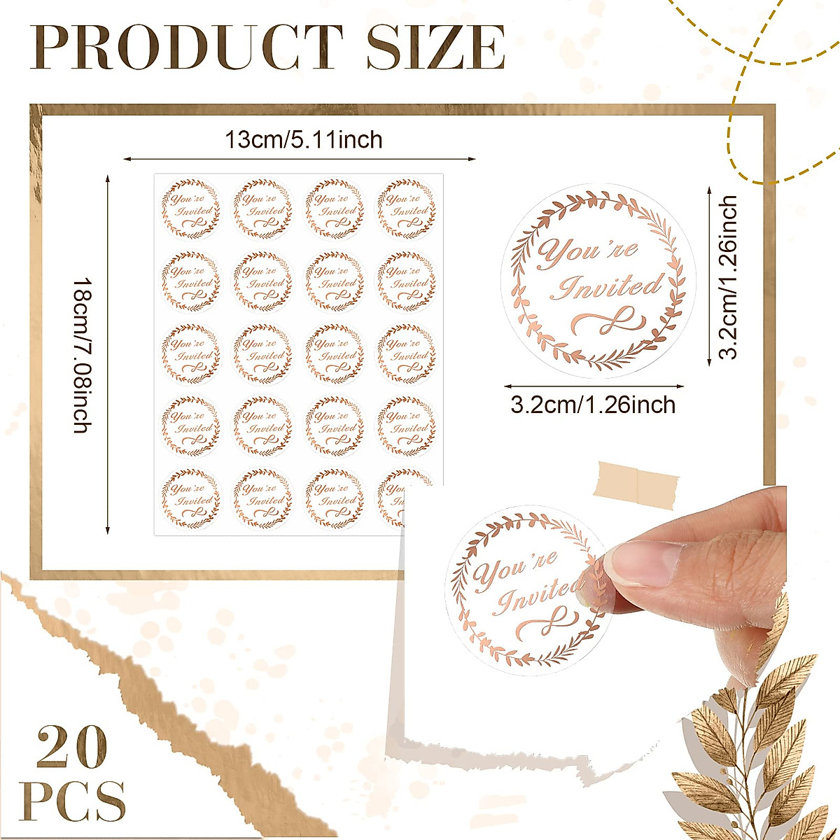 500 Pcs You're Invited Seals Stickers for Wedding Invitations Wedding Stickers for Envelopes Rose Gold Envelope Seals Envelope Stickers DIY Handmade Wedding Labels, 1.3 Inches