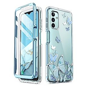 i-Blason Cosmo Case for Samsung Galaxy A13 4G/ 5G, Slim Full-Body Stylish Protective Case with Built-in Screen Protector (Blue Butterfly)