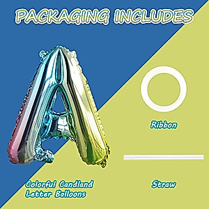 Halovin Candy Land Letter Balloons for Candy Theme Party, Rainbow Candy Land Balloons for Wonka Party (Colorful)