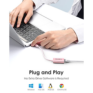 LENTION USB 3.0 Type A to Gigabit Ethernet Adapter, 1000M RJ45 Wired LAN Network Converter Compatible with Nintendo Switch, MacBook Pro/Air, Surface, Chromebook, Most Windows Laptops (HU604,Rose Gold)