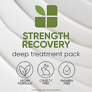Biolage Strength Recovery Deep Treatment Pack | Moisturizing Hair Repair Mask | For Dry, Damaged Hair Types | Deep Conditioning | Cruelty-Free | Infused with Vegan Squalane | 3.4 Fl. Oz