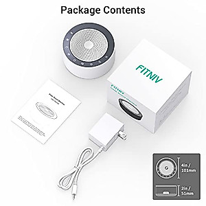 Fitniv White Noise Machine, Sound Machine with 30 High Fidelity Soundtracks, Adjustable 7 Color Night Lights, Full Touch Metal Grille, Timer & Memory Features, Plug in, Sleep Machine for Baby Adults