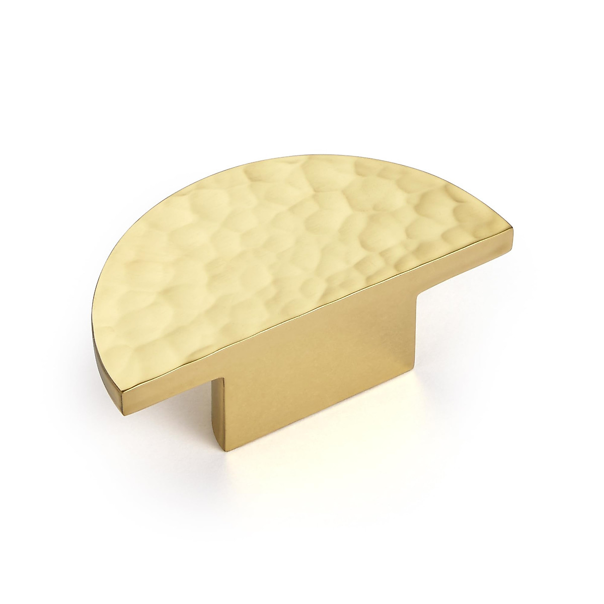 KOPPALIVE 5-Pack Solid Brass Cabinet Knobs, Semicircle Gold Drawer Knobs, Hammered Dresser Drawer Pulls Handles, Modern Furniture Hardware for Kitchen, Length 1-7/8 Inch