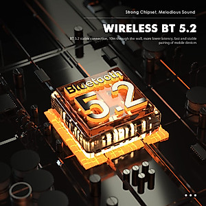 Greshare Wireless Headphone,Active Noise Canceling Headphones with Microphone Deep Bass Bluetooth Gaming Over-Ear Headset for Cellphone PC ipad Tablet Laptop. (Black & Gold)