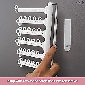 All Hung Up 6-Tier 8" Wall Jewelry Organizer : Command Strips included for easy hanging : 60 Earring Organizer Holes : Necklace Organizer : Bracelet Holder : Ring Holder : Rotating Branches (White)