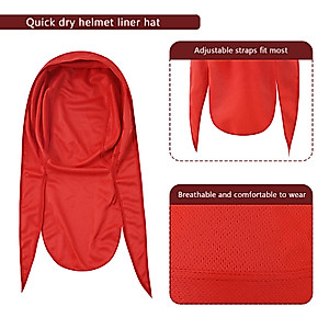 DOCILA Do Rags for Men Sweat Wicking Biker Motorcycle Helmet Liner Skull Cap Quick Drying Helmet Liner Doo Dew Rag Head Bandana Durags Pirate Accessories Head Wrap Black White Red