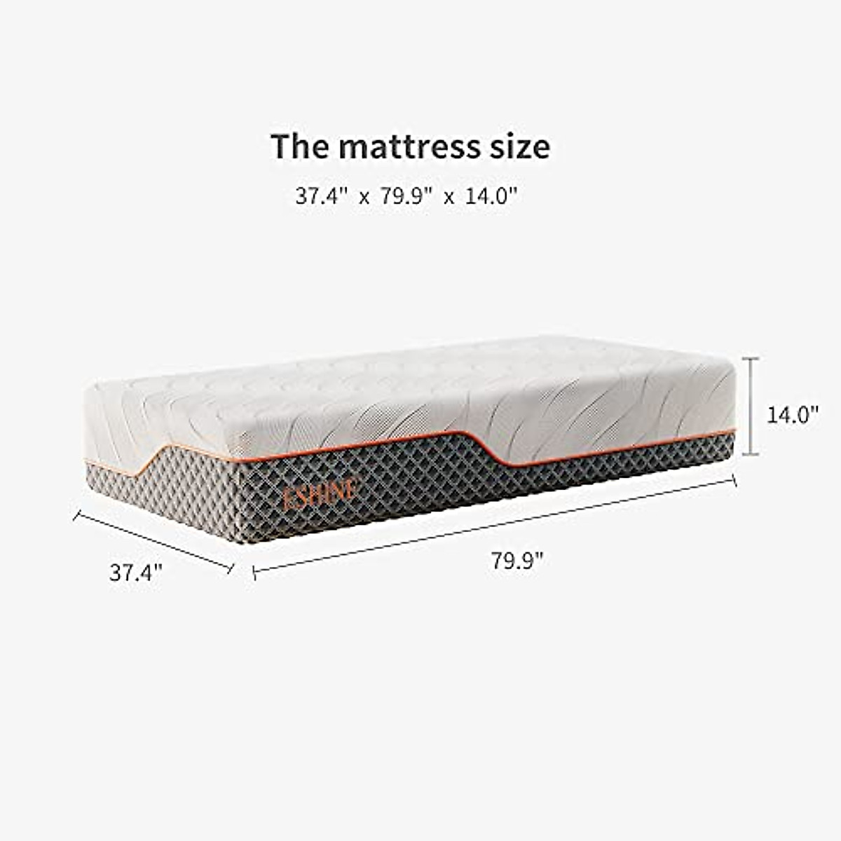 ESHINE 14 Inch Memory Foam Hybrid Mattress - 319 Independent Pocket Innersprings - Mattress in a Box - Edge Support - Medium Firm Mattress, Twin XL