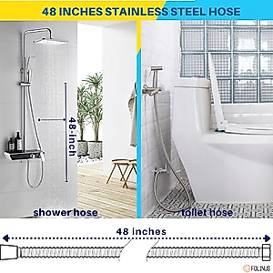 FOLINUS Bidet Sprayer Hose 48-inch Stainless Steel Double Sprial Nylon Braided Hose with 1/2'' Connector (Brushed Nickel)