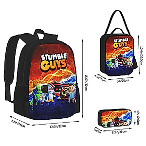 Stumble Guys Backpack Set With School Bookbag Lunch Bag Pencil Case