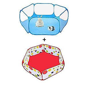 2 Packs of Portable Small Animals Playpen, Outdoor/Indoor Pop Open Pet Exercise Fence, Guinea Pig Accessories Metal Wire Yard Fence C&C Cage Tent for Rabbits, Hamster, Chinchillas and Hedgehogs