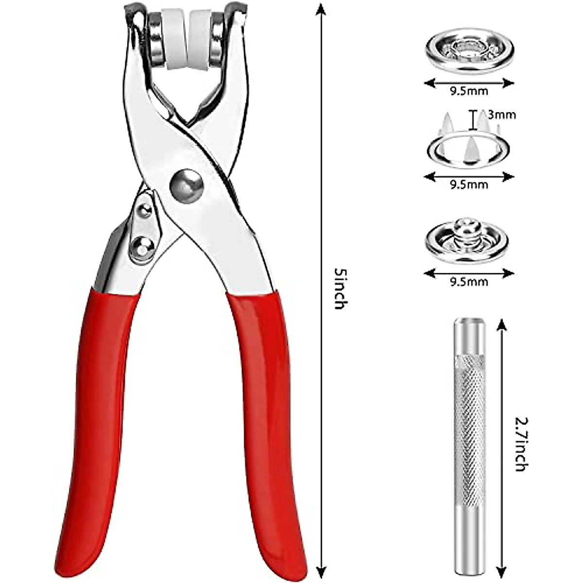 150 Sets Snap Button Snap Fastener kit Snaps 9.5mm Metal Snaps Buttons with Fastener Pliers Press Tool Kit Perfect for DIY Crafts Clothes Hats and Sewing(10 Colors)