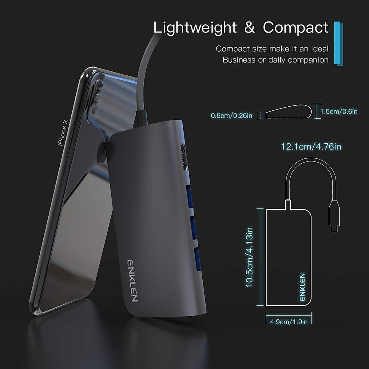 USB C Hub 8-in-1 Type C Adapter with Ethernet Port, 4K USB C to HDMI, 2 USB 3.0 and 1 USB 2.0, 100W USB C Power Delivery Charging, SD/TF Card for MacBook Pro/Air(Thunderbolt 3)