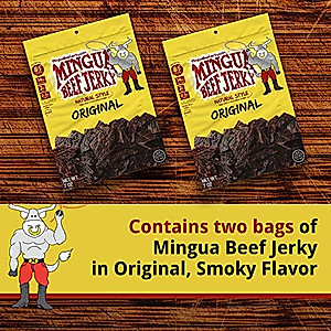 Mingua Beef Jerky in Original Flavor - Nitrite-Free Dried Meat - 100% US Beef (Two 3.5-Ounce Bags)