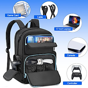 Deegotech Gaming Backpack Fit for PS5, Protective Travel Carrying Case Bag Compatible with Playstation 5 Console Game Storage Bag with Multiple Pockets Fit for PS5 Disc/Game Cards/Laptop