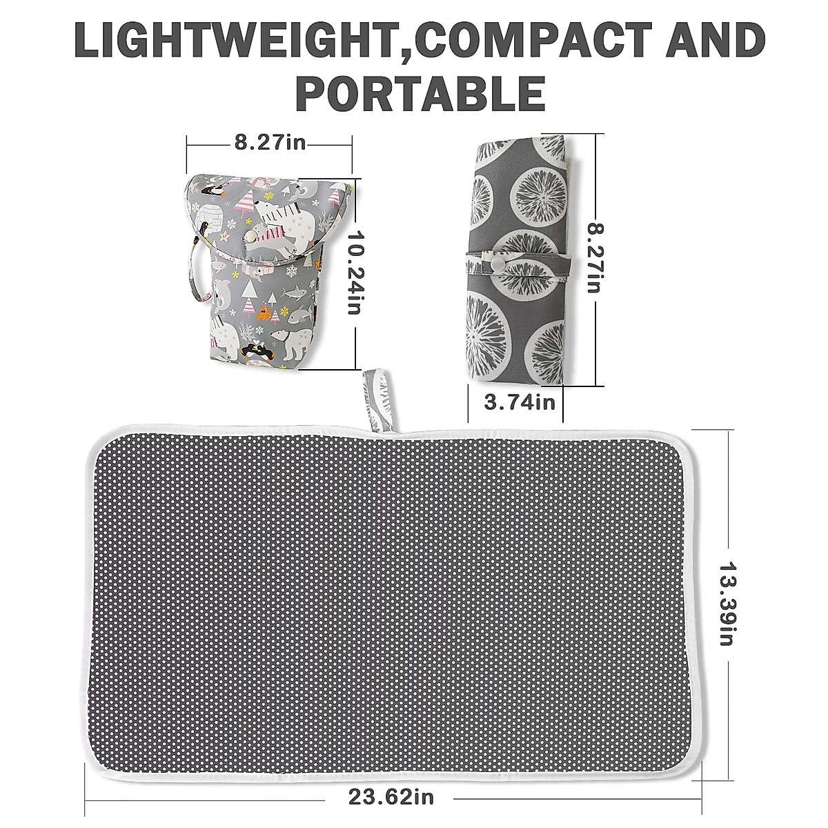 Portable Baby Changing Pad and Diaper Bag, Amenpoki Travel Changing Pad and Diapers Storage Bag, Foldable Waterproof Diaper Pad for Babies with Stroller Diaper Hanging Bag