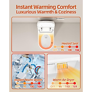 Luoware Smart Toilet with Bidet Built in, Luxury One Piece Elongated Bidet Toilet with Auto Close & Flush, Foot Sensor to Open/Close/Flush, Heated Seat, Massage Wash, Night Light, Remote Control