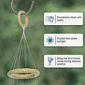 Cozy Tower Green Agate Wind Chimes for Outside Unique, Outdoor Home Garden Decor Geode Hanging Decorations