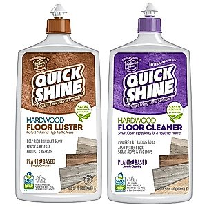 Quick Shine Hardwood Floor Cleaner & Wood Floor Polish w/Plant-Derived Carnauba 2-27oz Bottles, Removes Scratches, Safer Choice, A Clean That Can Be Seen