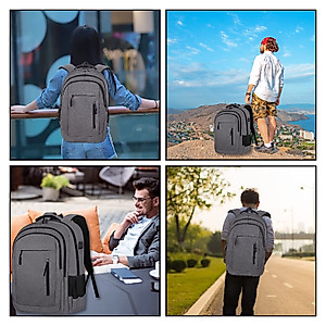Wesoke Laptop Backpack for Men, 17.3 Inch Travel Backpacks BookBag with Laptop Compartment, Water Resistant Business Work Casual Computer Daypack with USB Charging/Headphone Port, Dark Grey