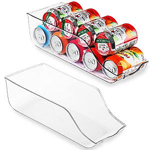 HOMQUEN Soda Can Organizer for Refrigerator, Freezer, Countertop, Cabinets, Pantry. Beverage & Canned Food Organizer Holder for Fridge Storage, Clear Drink Dispenser Pack of 2