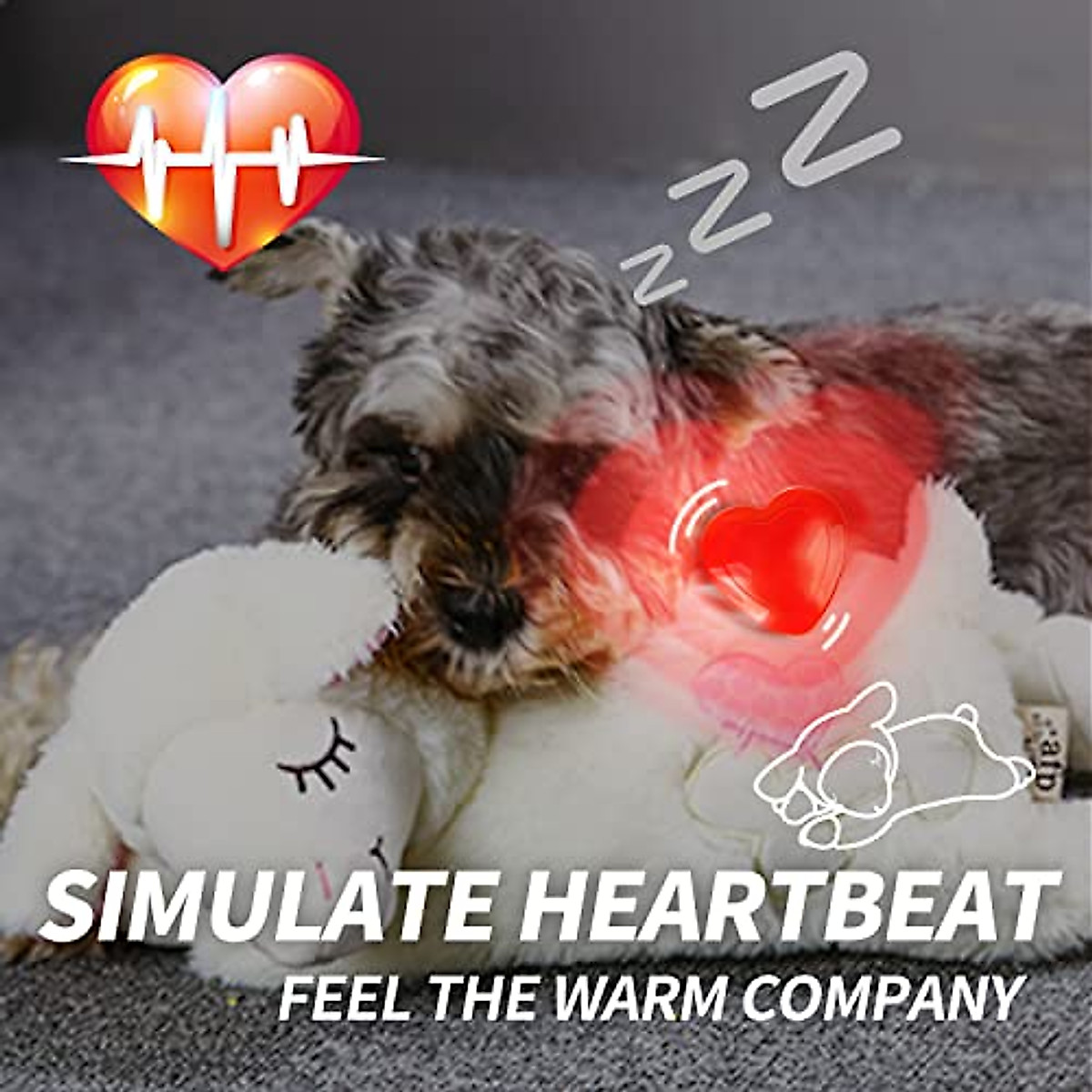 ALL FOR PAWS Heartbeat Dog Toy,Dog Anxiety Relief,Sheep Stuffed Dog Toys,Pet Toys,Dog Training & Behavior Aids,Dog Plush Toy