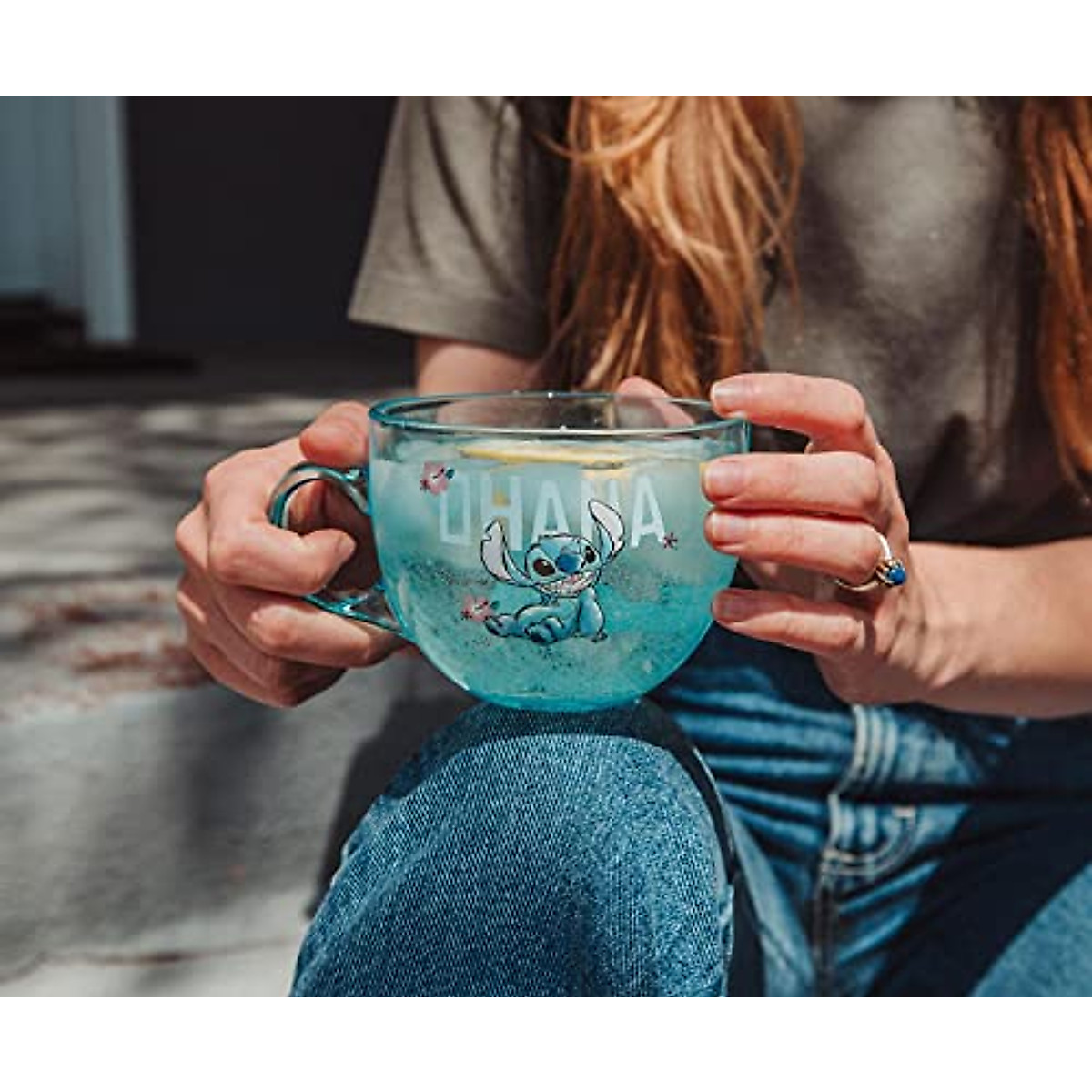 Disney Lilo & Stitch Ohana Glass Coffee Mug | Holds 16 Ounces