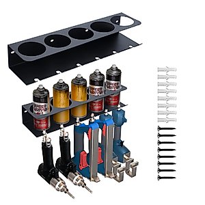 lesolar 2 Pack Air Tool Pneumatic Rack Spray Can Holder Combo, Spray Bottle Paint Can Holder Organizer Wall Mount, Spray Aerosol Can Holder Rack, Air Tool Organizer for Industrial Size Air Fittings