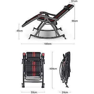 Lightweight Sun Lounger, OutdoorZeroGravity Garden Rocking Chair Folding Recliner Adjustable Sun Lounger Rocker Seat