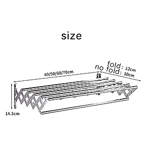 XMCX Accordion Wall Mounted Laundry Drying Rack Expandable Foldable Clothes Drying Rack Airer 304 Stainless Steel Dryer Collapsible Space Saver Easy Storage (Size : 50cm/19.7inch)
