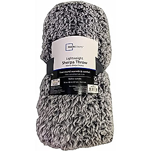 Mainstays Extra Plush Lightweight Sherpa Throw Blanket, 50" X 60" (Gray)