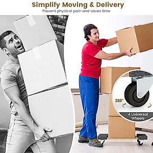 S AFSTAR 4-Wheel Dolly Cart, 1000 LBS Moving Cart, 30.5" x 18.5" Furniture Dolly with 4 Universal Wheels & Cut-Out Handle, Non-Slip Heavy-Duty Mover Dolly for Washing Machine House Moving (2-Pack)