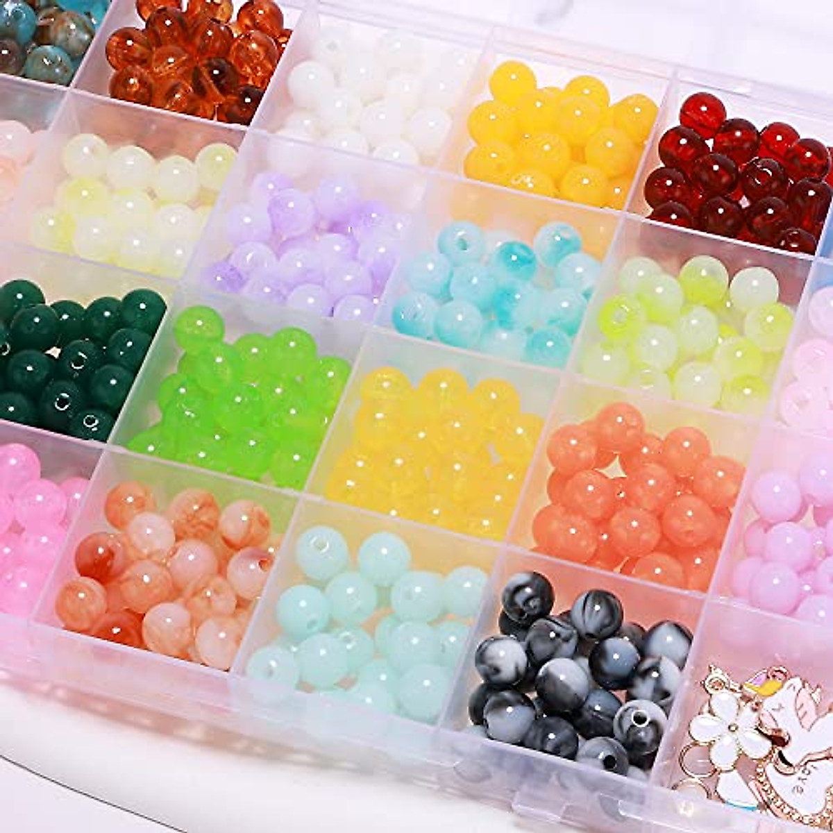 LFLIUN Acrylic Beads for Bracelet Making Kit, Imitation Gemstone Glass Beads Crystal Beads Jewelry Making Kit Beading Kit, Girls' Bracelet Necklace Jewelry Making Kit Birthday Gift