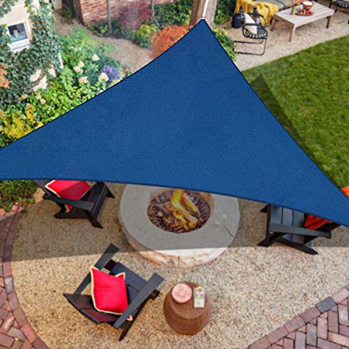 iCOVER Sun Shade Sail Canopy 16'5"x16'5"x16'5", 185GSM Fabric Permeable Pergolas Top Cover, for Outdoor Patio Lawn Garden Backyard Awning, Blue