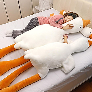 Fovima 36 Inch Goose Stuffed Animal, Duck Plush Giant Goose Plush, Cute Stuffed Animals, White Swan Plushie Hugging Pillow Toy Gift for Girlfriend, Kids or Friend (36 inches)