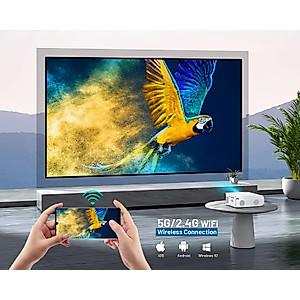 Projector, ARTSEA Native 1080P 5G WiFi HD Projector for iPhone, 2023 Upgrade Outdoor Movie Projector with 100Inch Projection Screen, 12000L 4K 300” Home Video Projector for TV Stick/PS4/Android/iOS