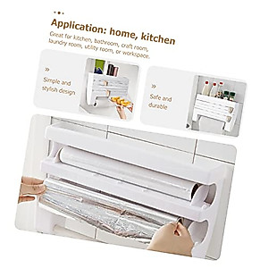 Holibanna Tool White in Home with Wall- Holder Tools Towel Four- Paper Foil Rack Mount Adhesive in- Organizer Bathroom Shelf Functional Plastic Supplies Kitchen Wall Cutter Cling Stand