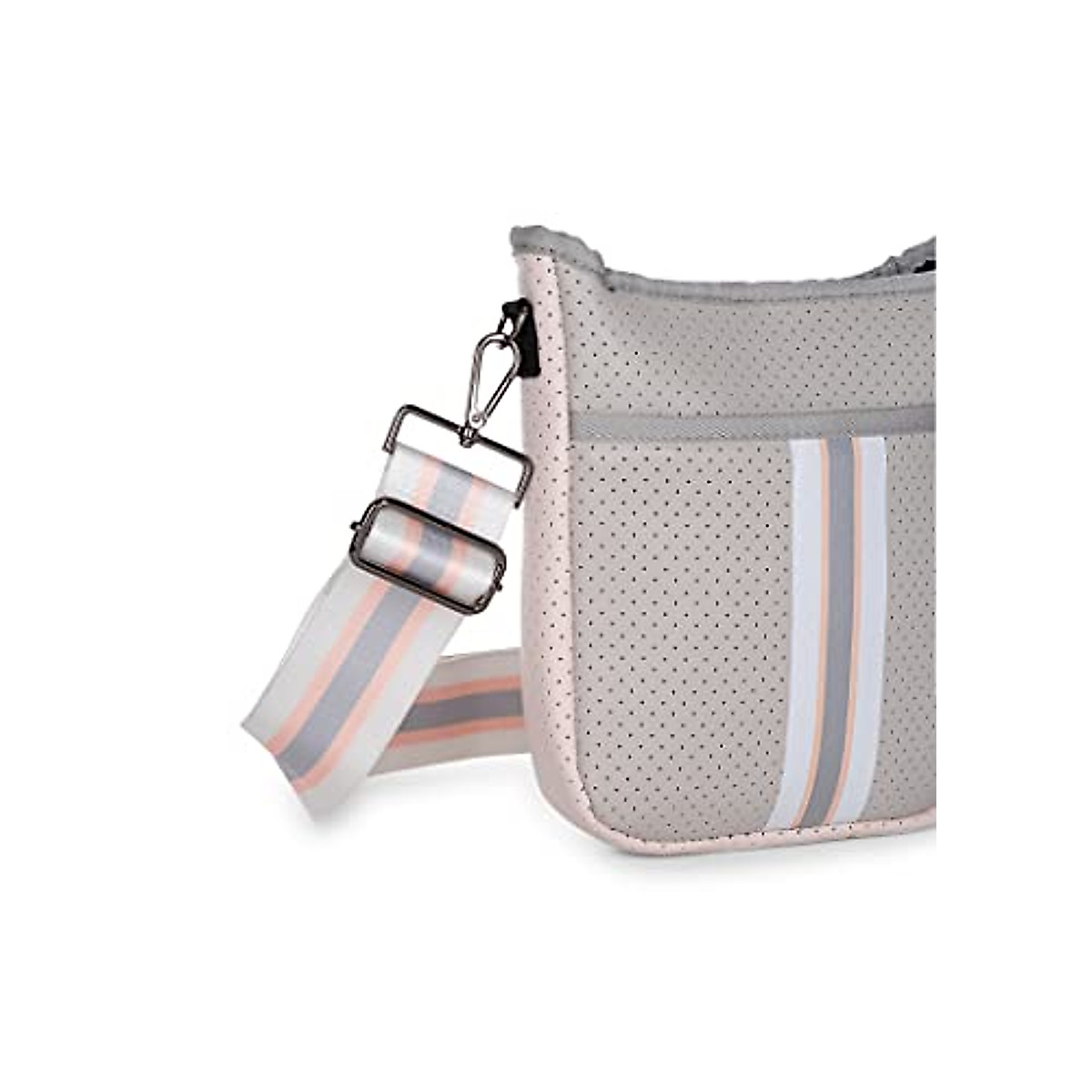 Haute Shore - Jeri Shell Crossbody Tote,Greige Coated W/White,Greige,& Peach Stripe