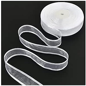 TONIFUL 1 Inch x 25 Yards White Sheer Organza Ribbon with Satin Chiffon Ribbon for Gift Wrapping Wedding Birthday Party Decoration Craft Bow Christmas Valentine's Day Floral Flower Wrapping Ribbons