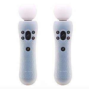 （White）2 pcs Anti-slip Silicone Rubber Cover Protective Skin Case for PlayStation PS4 VR Move Motion Controller