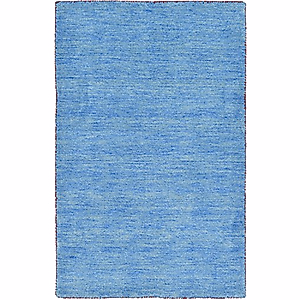 Unique Loom Solid Gava Collection 100% Natural Twisted Wool Modern Light Blue Area Rug (3' x 5')