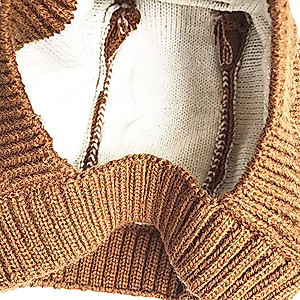 XYX Toddlers Baby Girls and Boys Fleece Lined Crochet Earflap Hats Newborn Kids Cute Beanie Cap Winter Soft Warm Knit Caps (Click A hat - Brown)