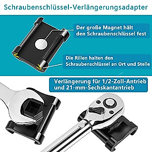 GIMYUAN Magnetic Wrench Extender Adapter for 1/2 Inch Drive Breaker Bar & 21 mm Hex Drive, Upgraded Wrench Extension Mechanic Torque Multiplier Tool for Cheater Bar, Black